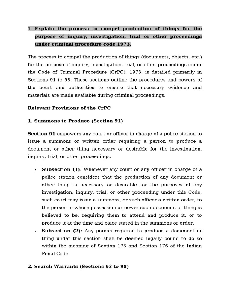 Criminal Procedure: Compelling Evidence | PDF | Confession (Law ...