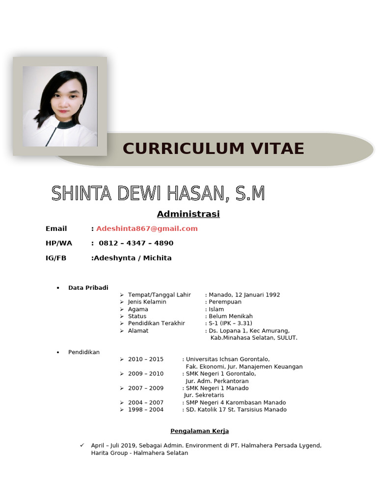 CV Shinta Dewi | PDF