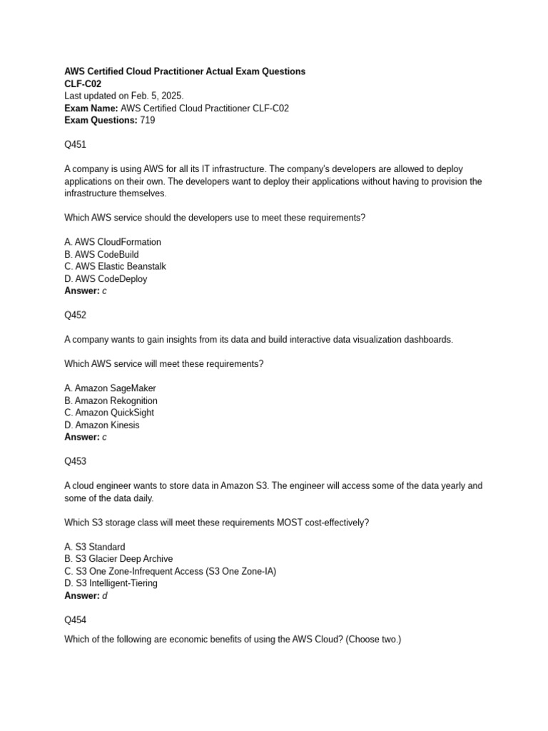 AWS Certified Cloud Practitioner CLF-C02 p10 | PDF | Amazon Web Services | Cloud Computing