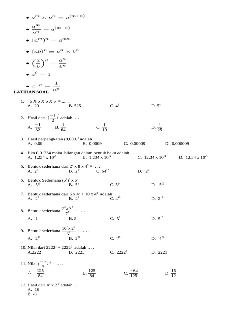 Latihan Soal Pangkat p15 | PDF
