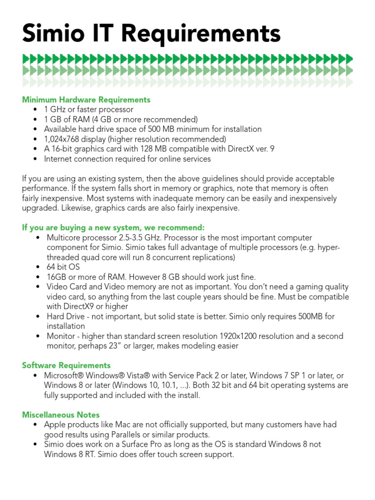 Simio IT Requirements | PDF