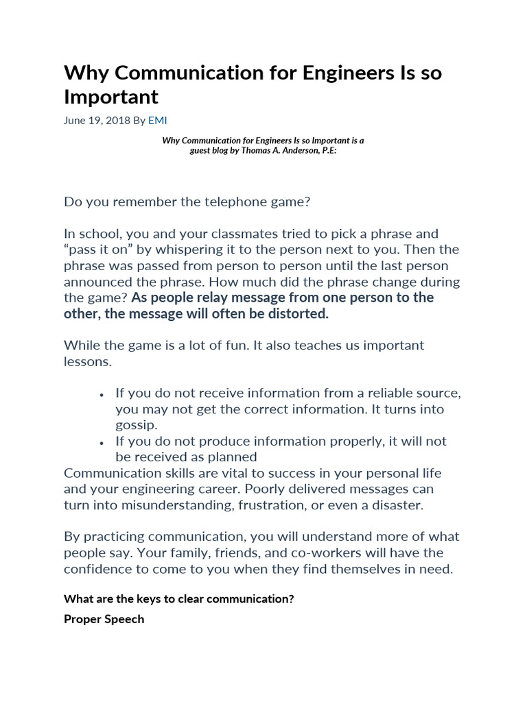 Article 2_ Why communication for engineers is so important | PDF | Communication | Conversation