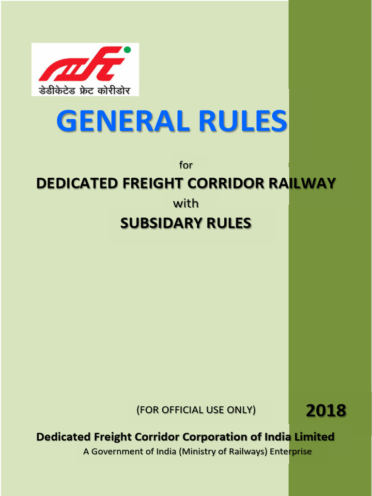 DFCCIL General Rules 2018 Overview | PDF | Train | Rail Transport