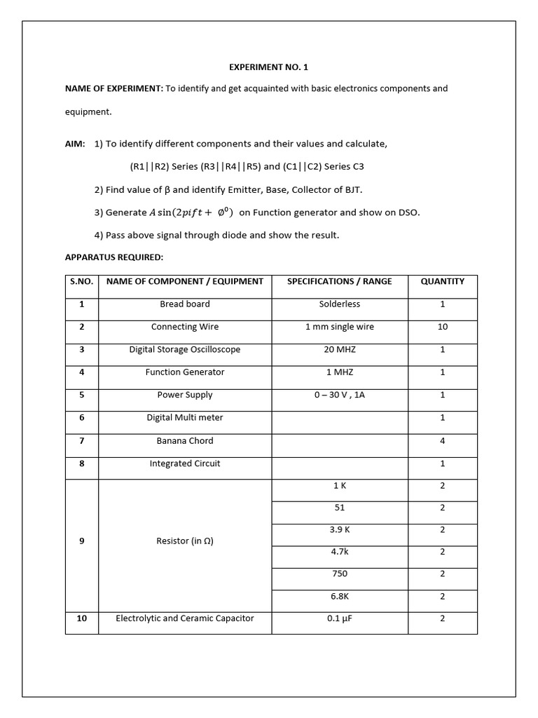 Experiment No 01 | PDF | Capacitor | Integrated Circuit