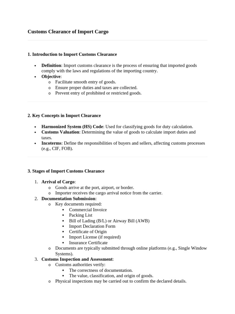 Import Cargo Customs Clearance Guide | PDF | Customs | Business