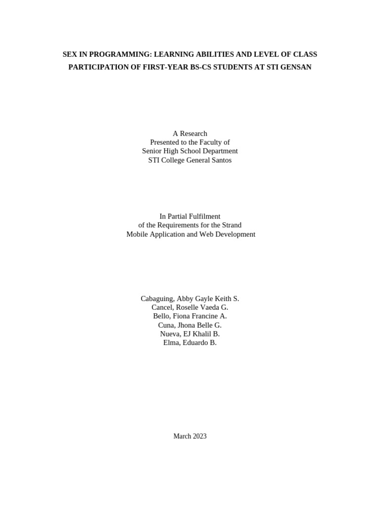 Sex In Programming New Edited 1 Pdf Computer Programming Survey Methodology