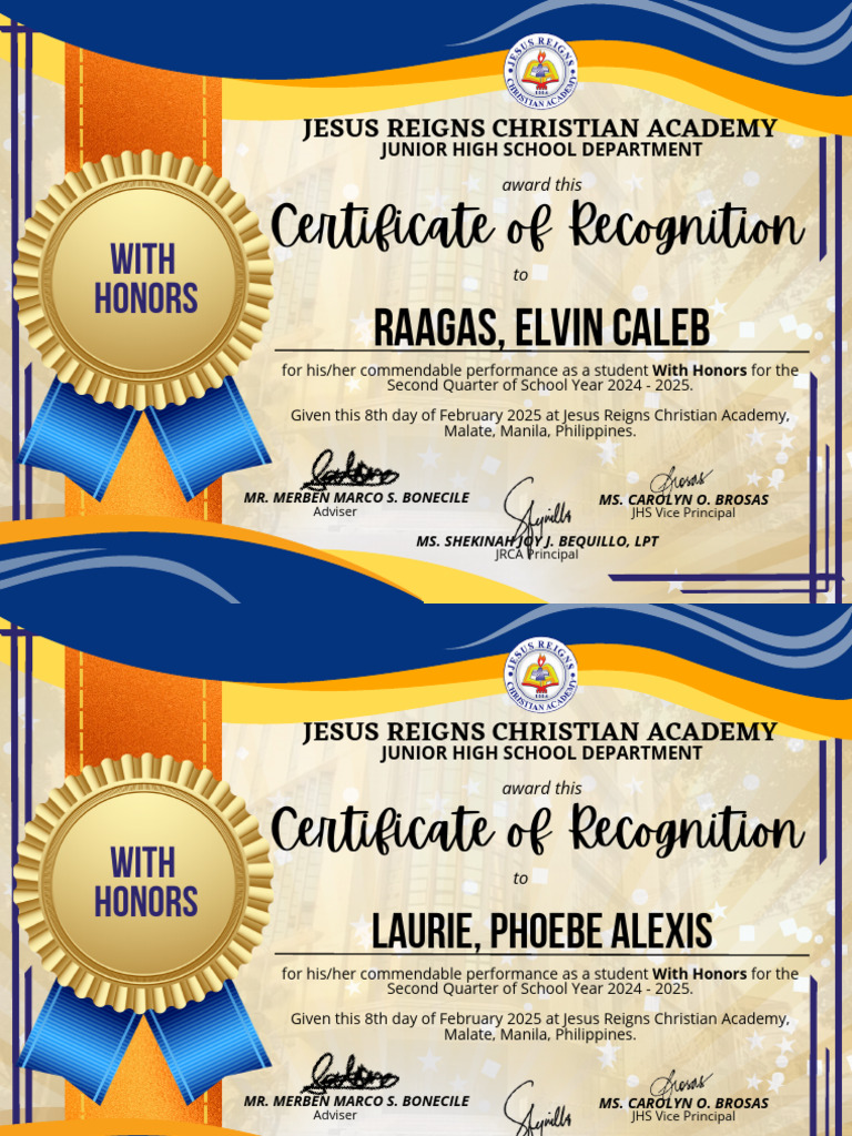 JHS Honors Recognition 2025 | PDF