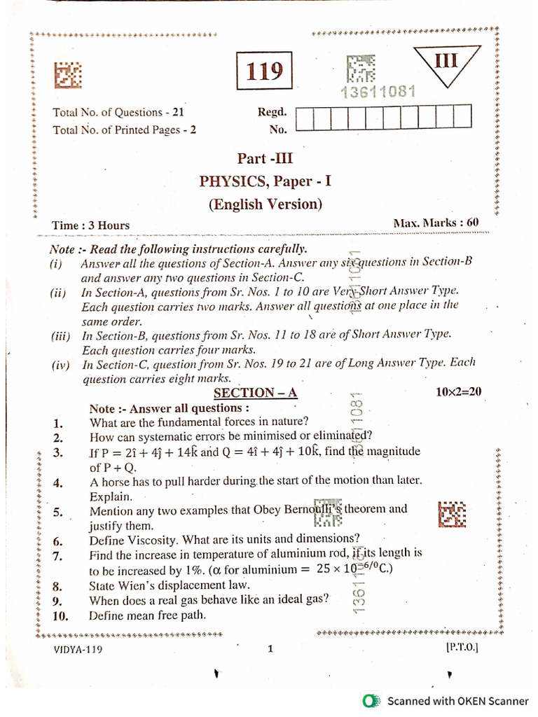 Pre Final Question Paper | PDF