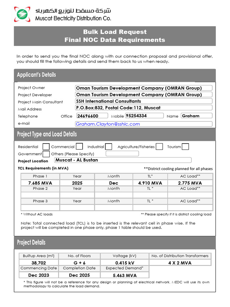 MEDCo. BULK LOAD APPLICATION FORM HOTEL | PDF | Electricity ...