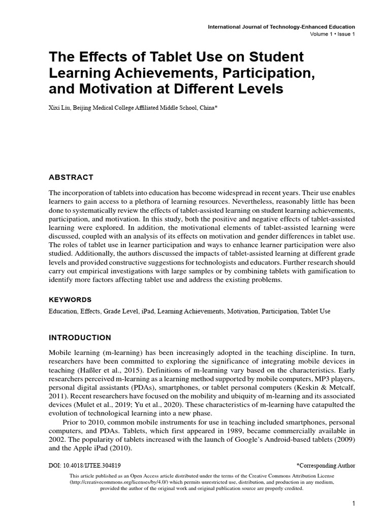 The Effects of Tablet Use On Student Learning Achi 031339 | PDF ...