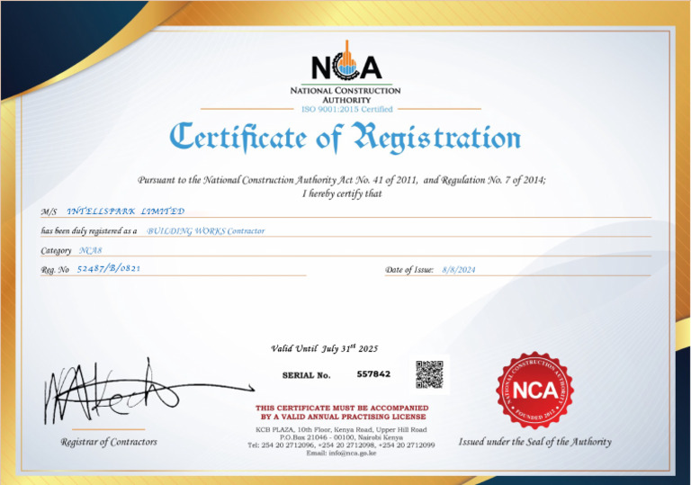 Intellspark nca 2025 Certificate | PDF