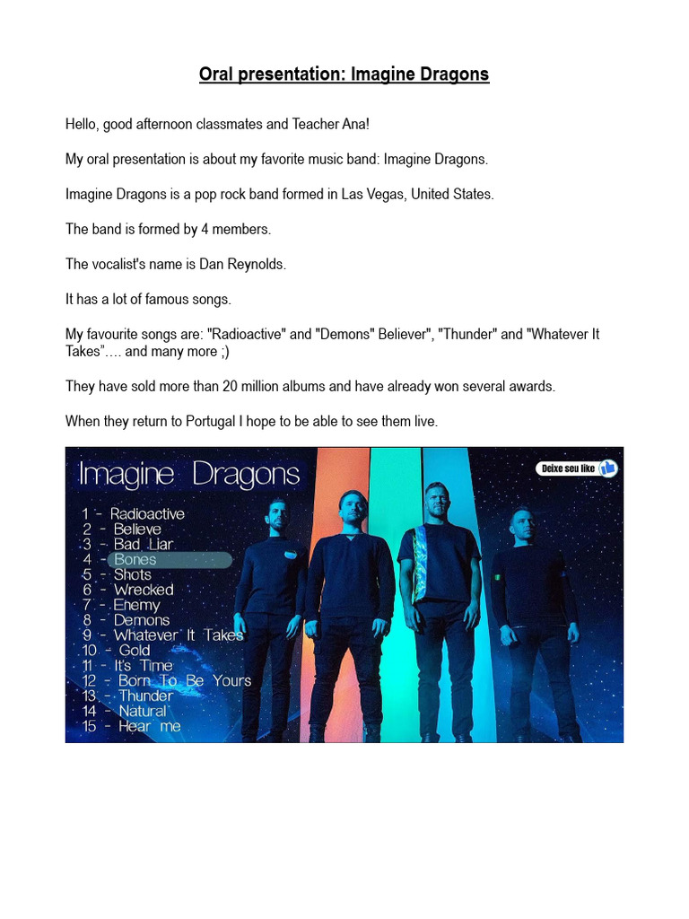Imagine Dragons: A Pop Rock Overview | PDF