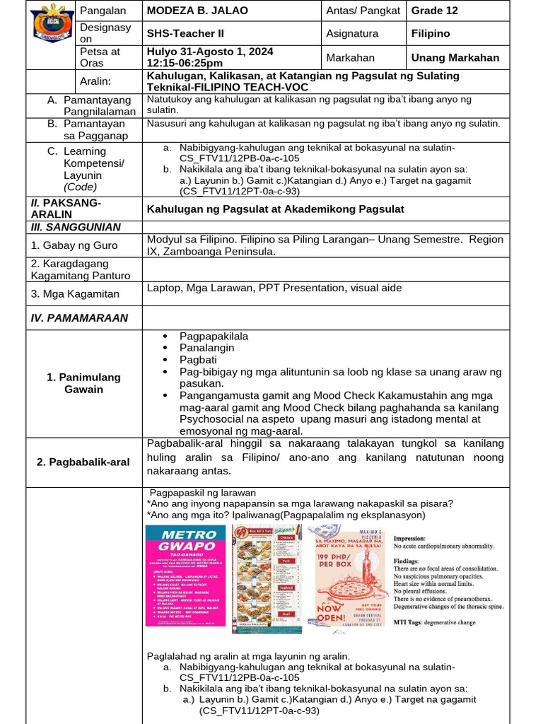 Banghay-Tech Voc 1 | PDF