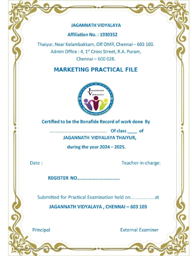 Mar Practical File Certificate | PDF