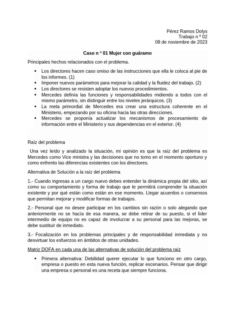 Caso N 01 Una Mujer Con Guaramo | PDF