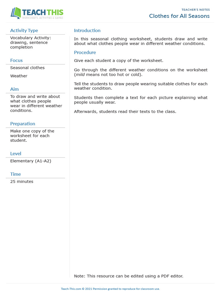 Clothes for All Seasons | PDF