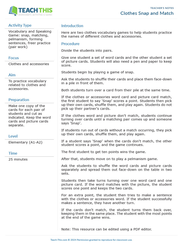 Clothes Snap and Match | PDF | Clothing | Fashion