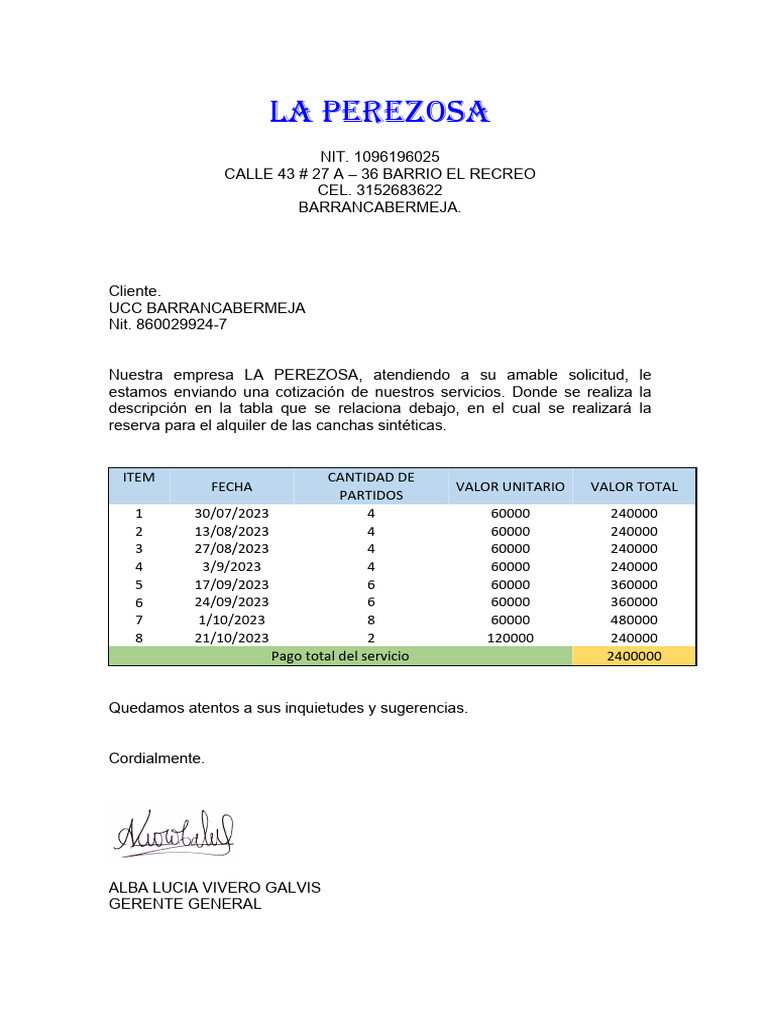 Cotización Alquiler Canchas Sintéticas | PDF
