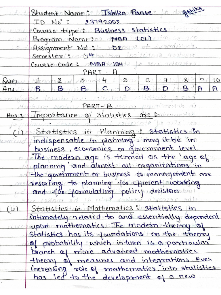 Business Statistics Assignment 2. | PDF