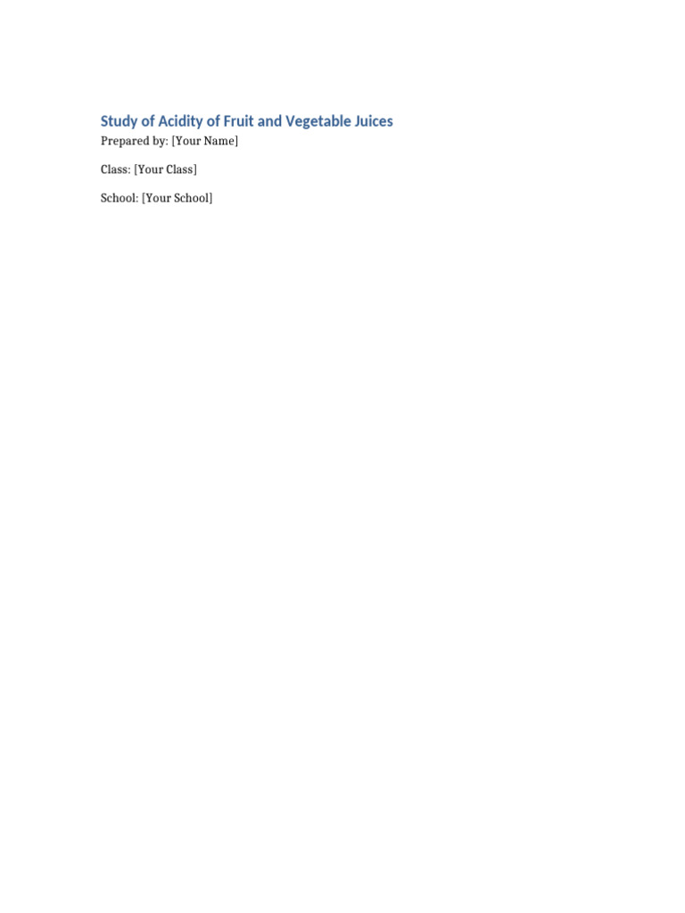 Acidity Levels in Fruit and Vegetable Juices | PDF | Juice | Diet ...