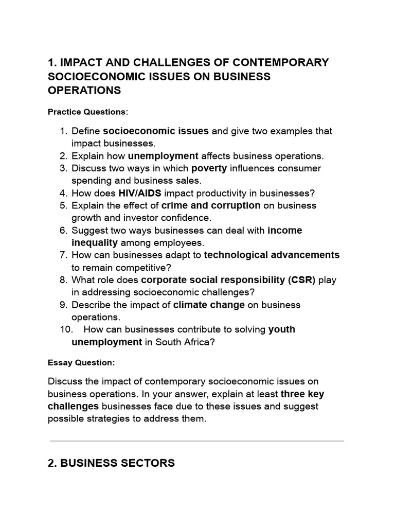 Business Studies Grade 11 Term 1 2025 Possible Questions | PDF ...