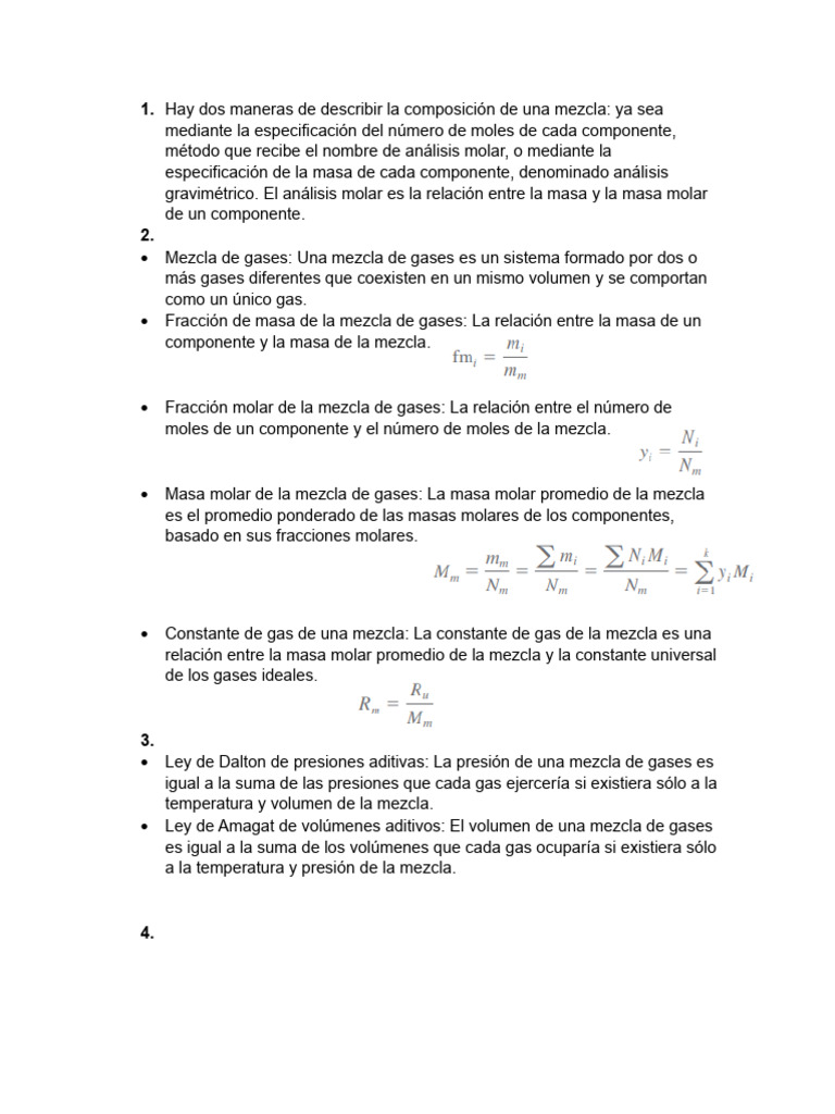 Mezcla de Gases Termo Teoría | PDF