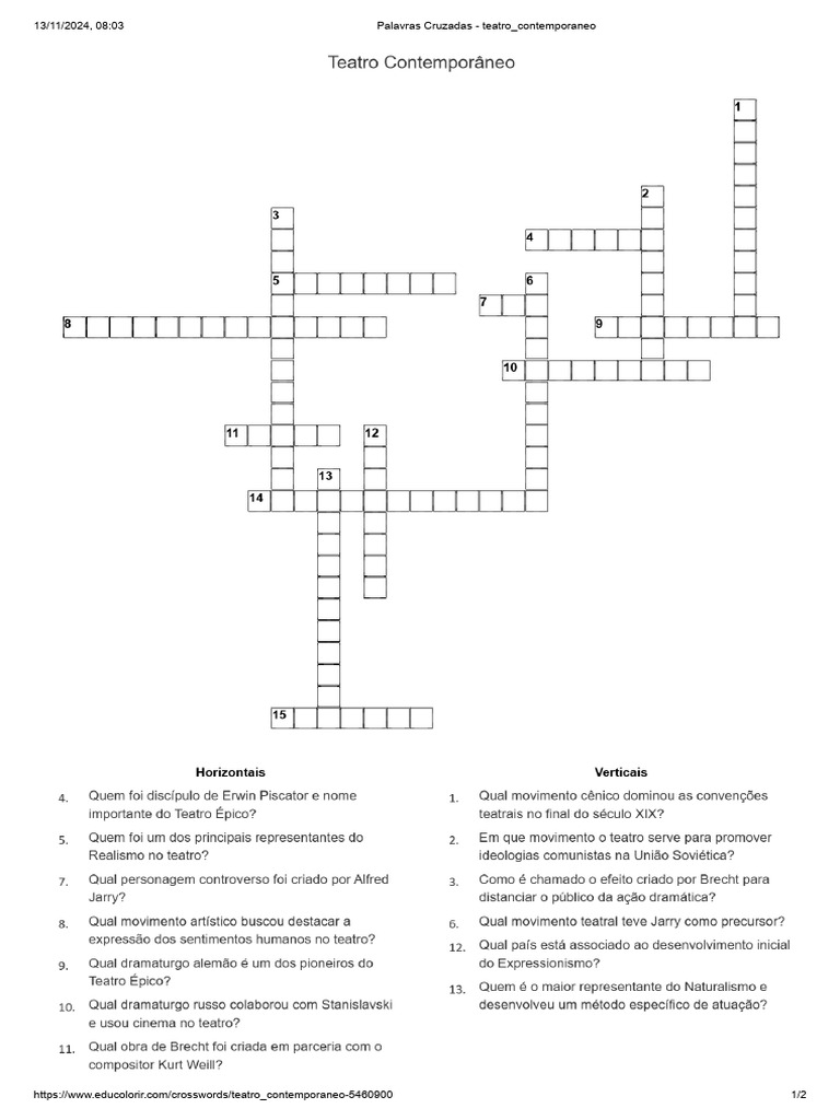 Palavras Cruzadas - Teatro - Contemporaneo | PDF