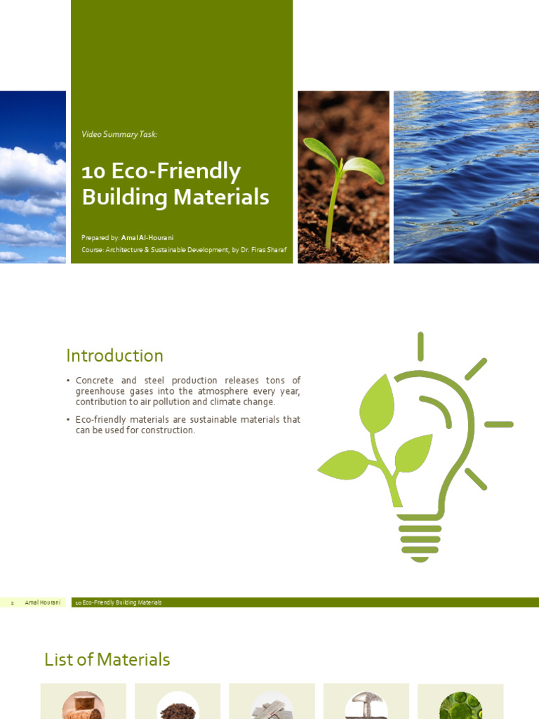 10 Eco-Friendly Building Materials | PDF | Building Materials | Coffee