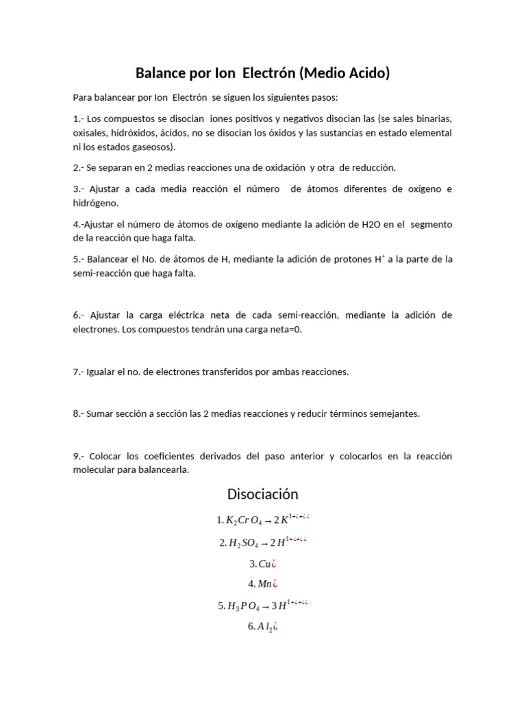 Balance por Ion Electrón (1) | PDF | Redox | Física Molecular