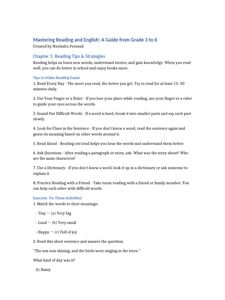 Mastering Reading and English | PDF