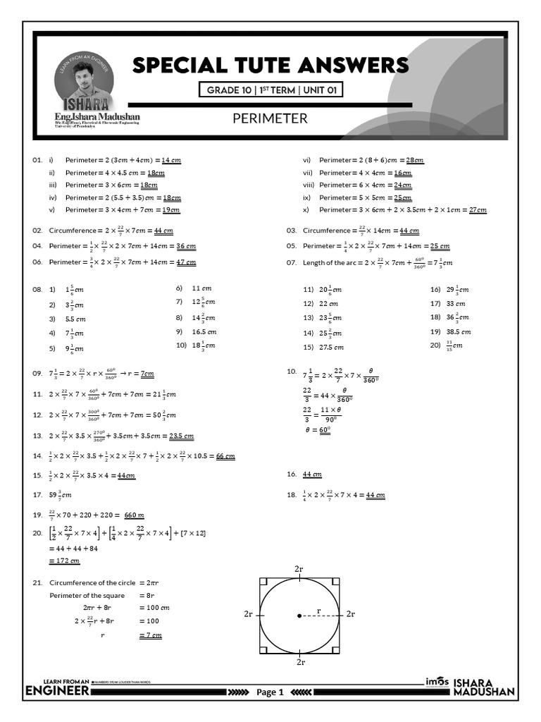 Grade 10 - Unit 01-02-03 - Answer | PDF | Elementary Mathematics ...