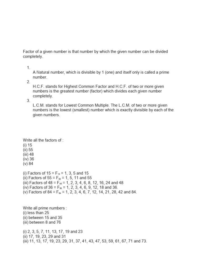 Selina Concise Maths Solutions Class 6 Chapter 8 HCF and LCM | PDF | Arithmetic | Numbers