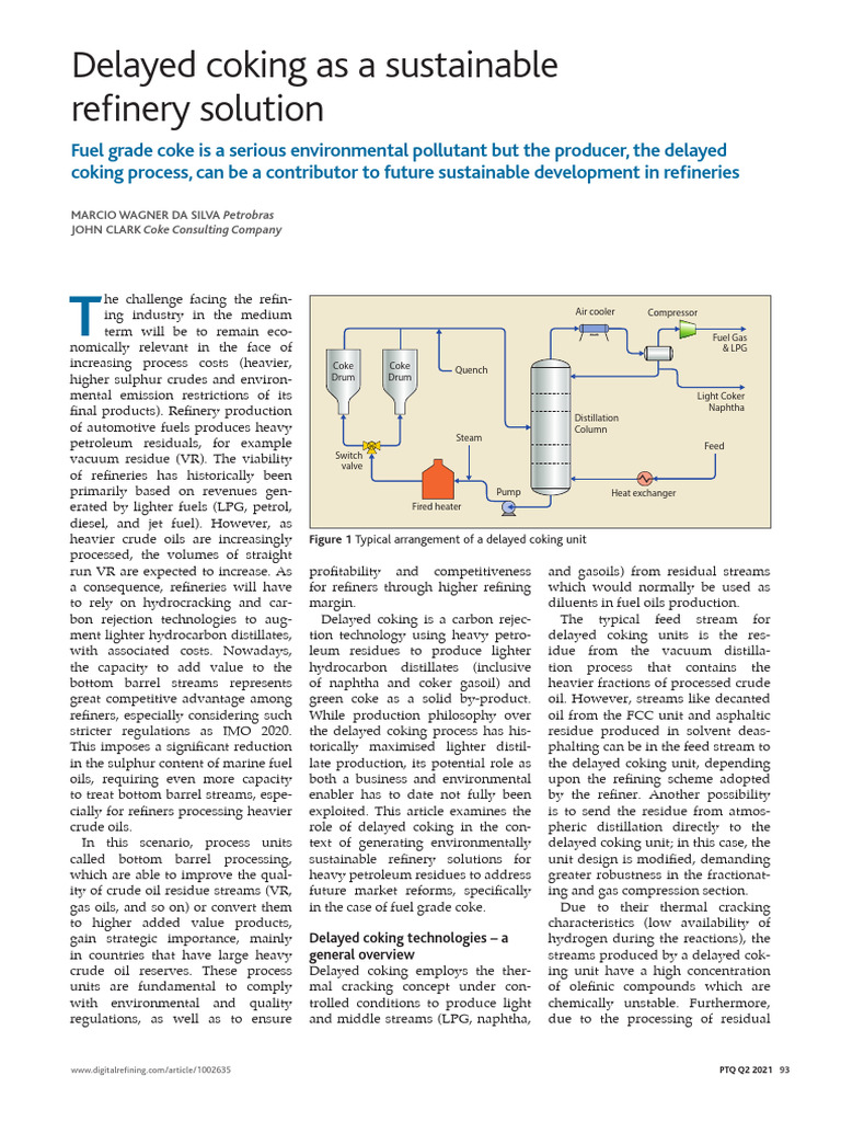 DeGBPayed Coking As A SustainabGBPe Refinery SoGBPution | PDF | Oil ...