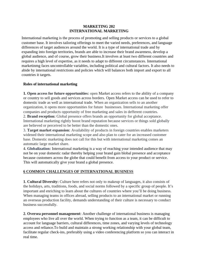 MKT 202 International Marketing | PDF | Logistics | Exchange Rate
