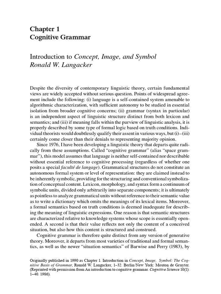 Langacker Cognitive Grammar | PDF | Semantics | Linguistics