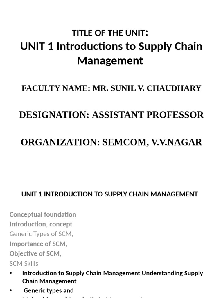 20-6-24-SCM UNIT 1 Introductions To Supply Chain Management | PDF | Supply Chain Management ...