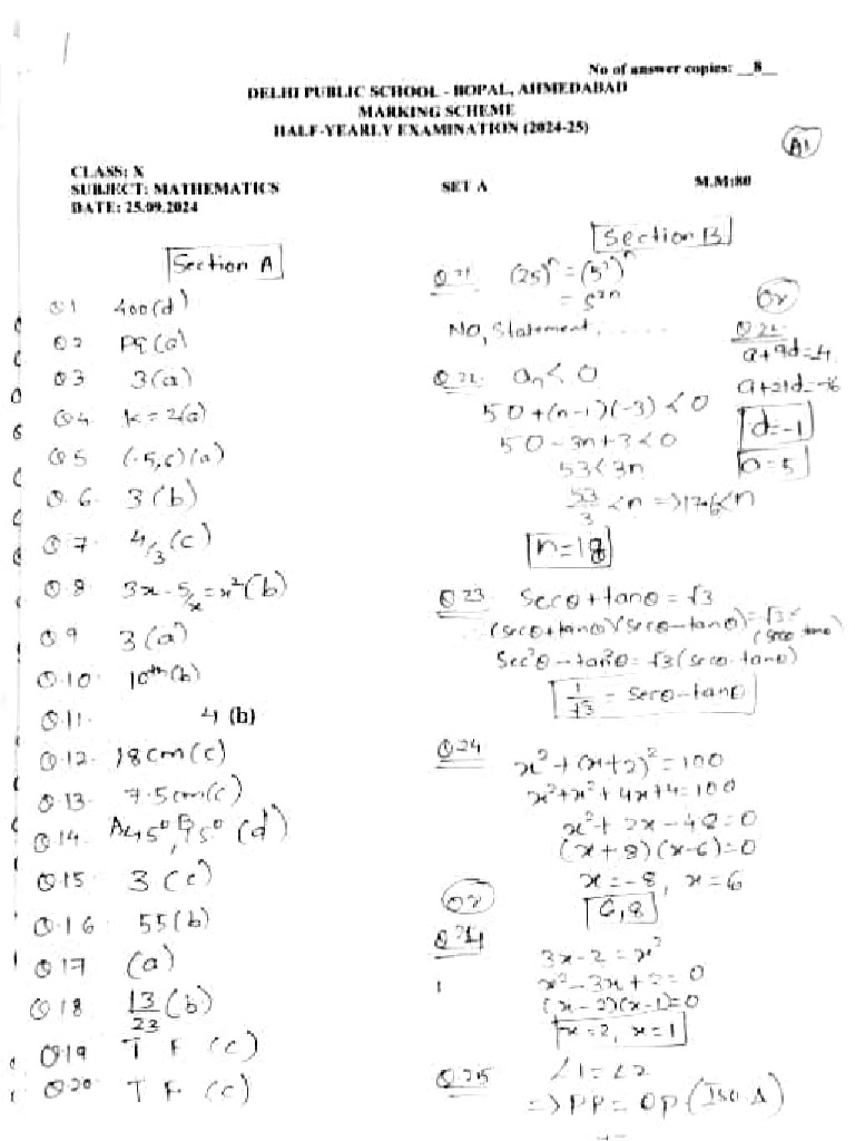 Mathematics Exam Marking Scheme 2024 | PDF