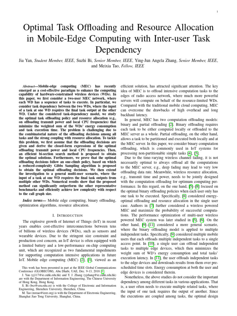 Optimal Task Offloading And Resource Allocation In Mobile Edge Computing With Inter User Task