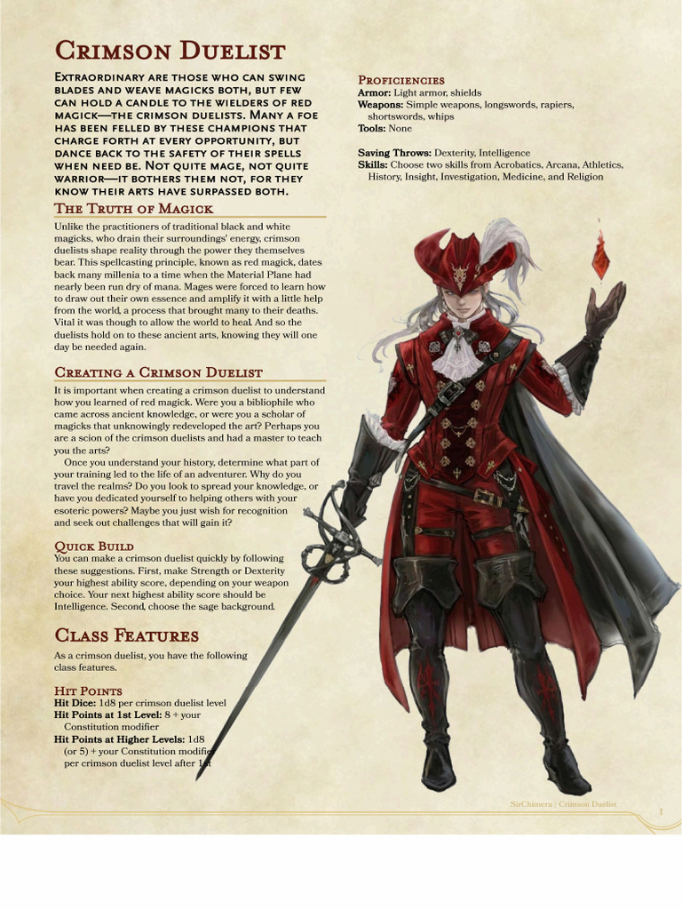 D&D 5e HB Classes: Crimson Duelist | PDF