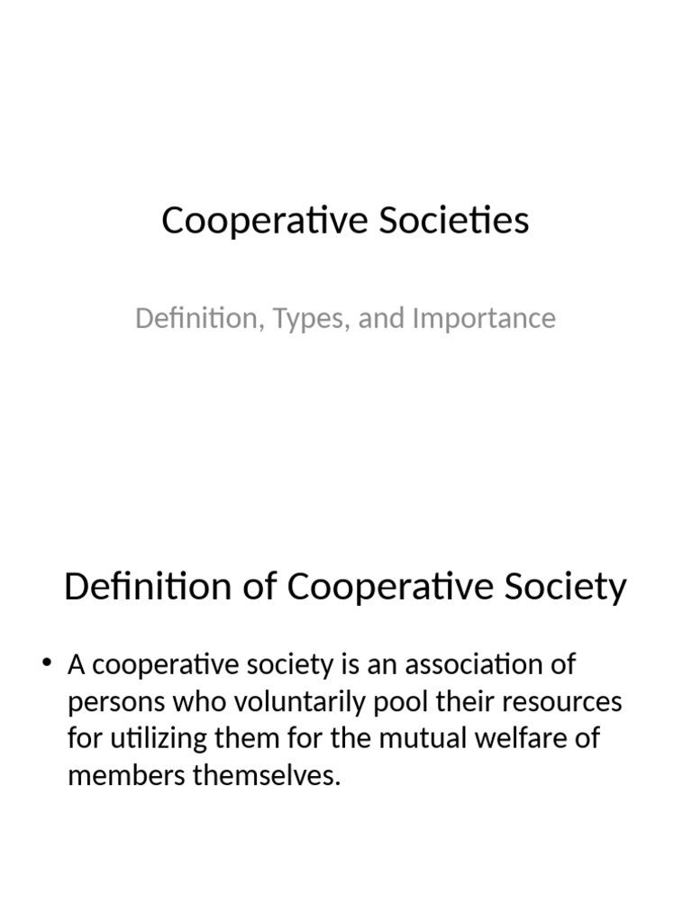 Types and Benefits of Cooperative Societies | PDF