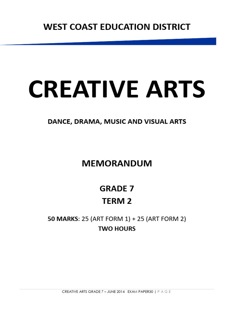 Grade 7 Creative Arts SBA Booklet 2 | PDF | Tempo