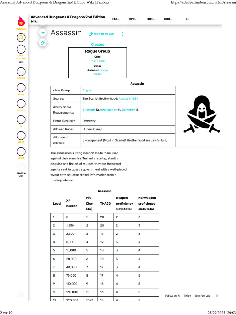 Assassin Advanced Dungeons & Dragons 2nd Edition | PDF | Dungeons ...