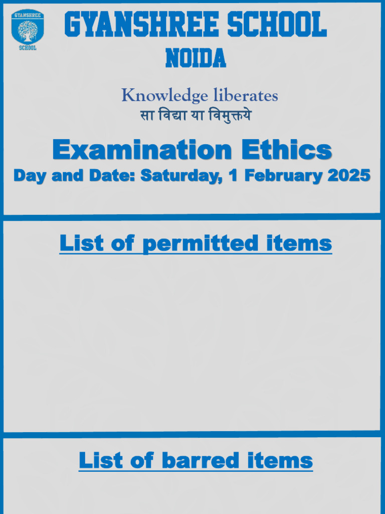 Gyanshree School Exam Ethics Guide | PDF