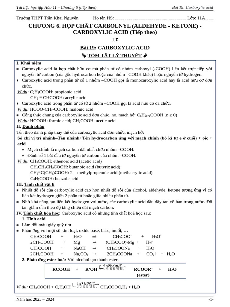 Bai Tap Carboxylic Acid | PDF
