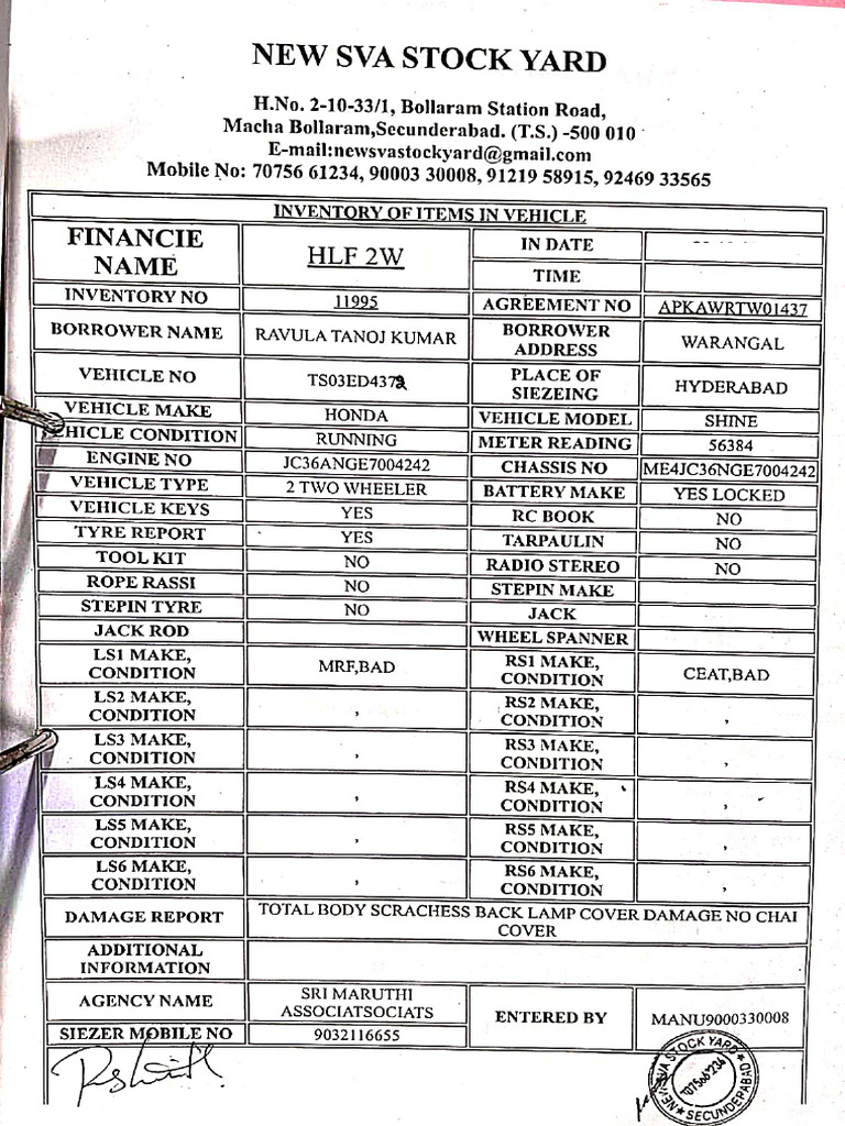 Inventory Copy To Ravula Tanoj Kumar | PDF