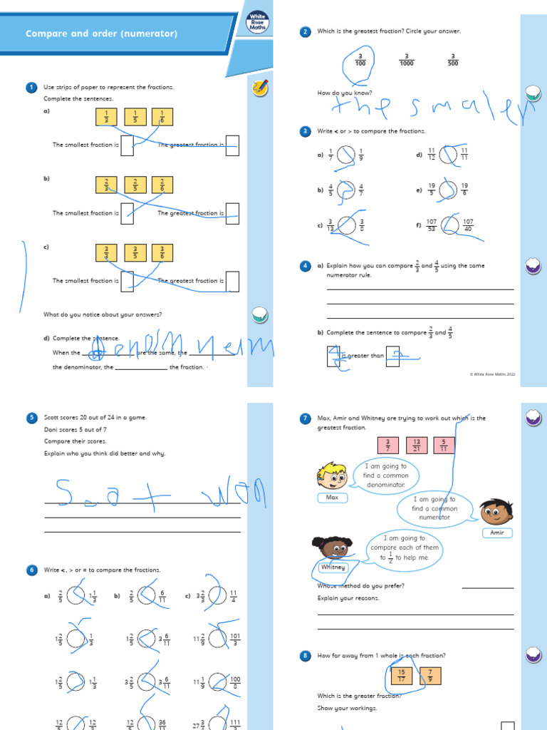 Comparing and Ordering Fractions Guide | PDF | Mathematical Concepts ...