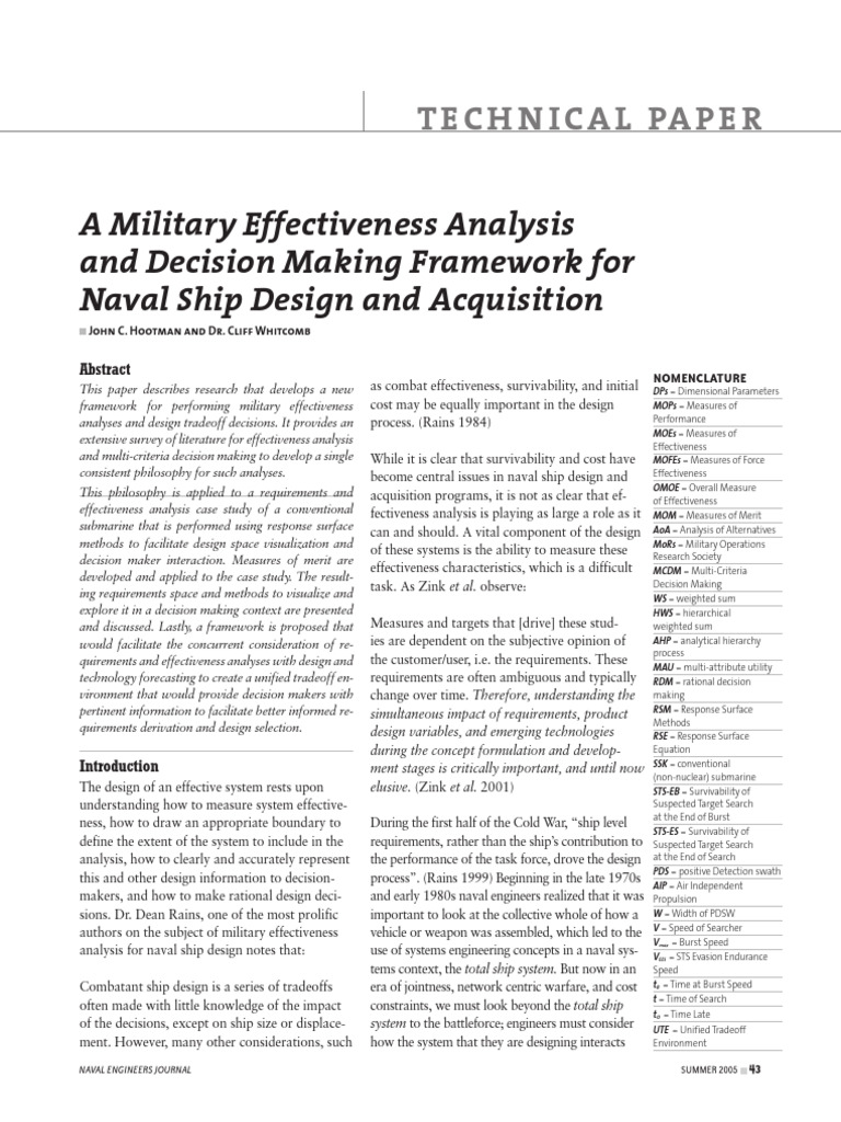 A Military Effectiveness Analysis and Decision Making Framework For ...