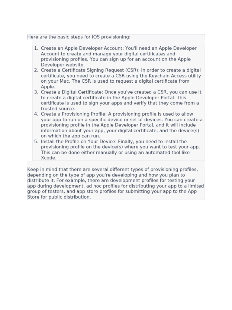 iOS Provisioning Steps Guide | PDF
