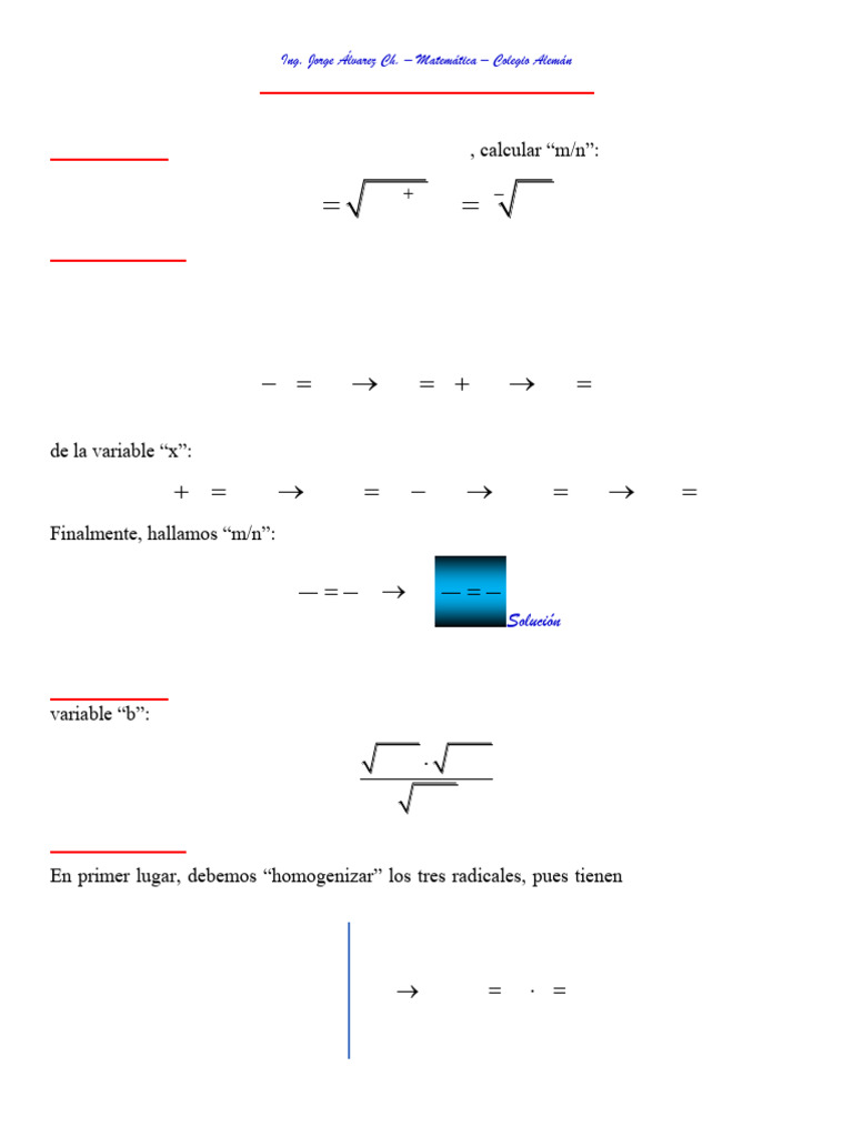 Problemas de Radicales Resueltos | PDF | Números | Matemáticas