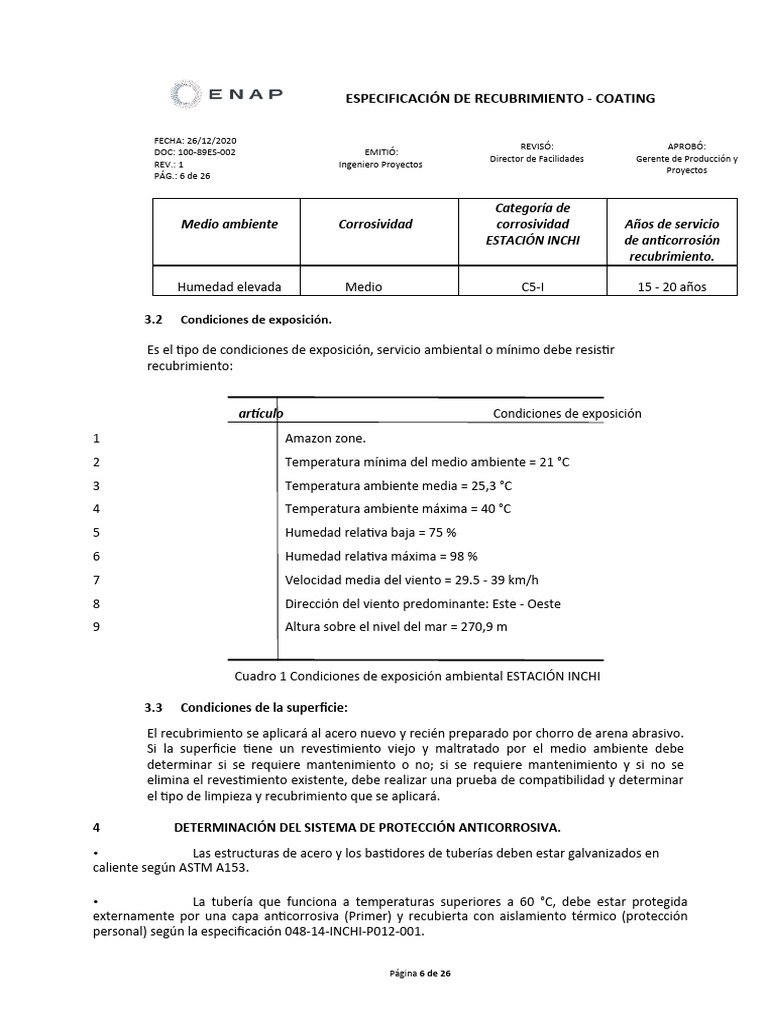 100-89ES-002_R4_ESPECIFICACI_N_RECUBRIMIENTO1-es | PDF | Revestimiento | Pintar